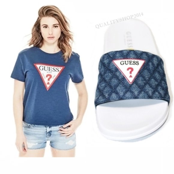 Guess | Shoes | Womens Slide Sandals Guess Blue Denim New | Poshmark